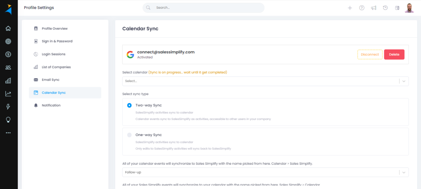 Calendar Sync | Sales Simplify